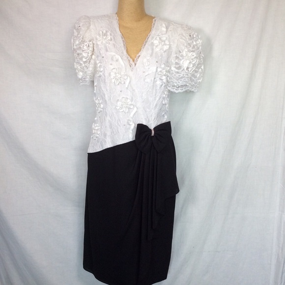 Leslie Fay Evening | Dresses | Leslie Fay Evenings Black White Fancy ...
